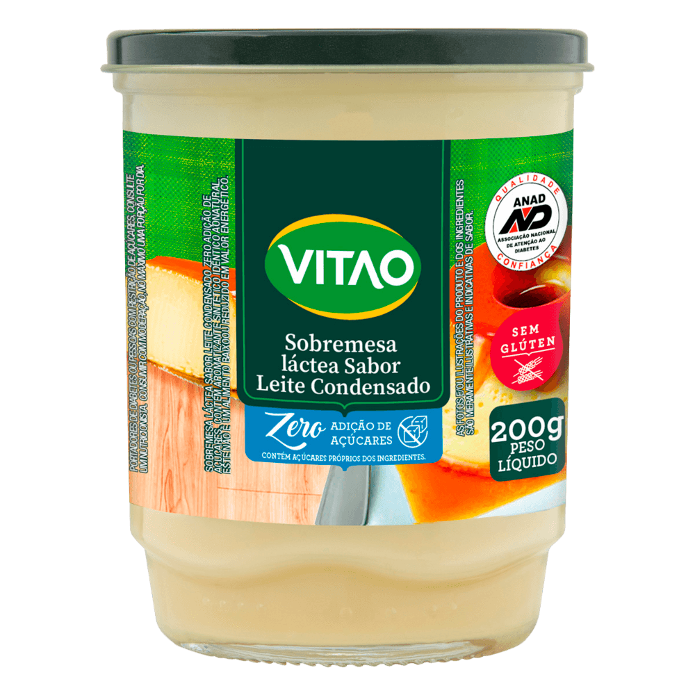 Sobremesa Láctea Leite Condensado sem Adição de Açúcar Vitao Vidro 200g ...