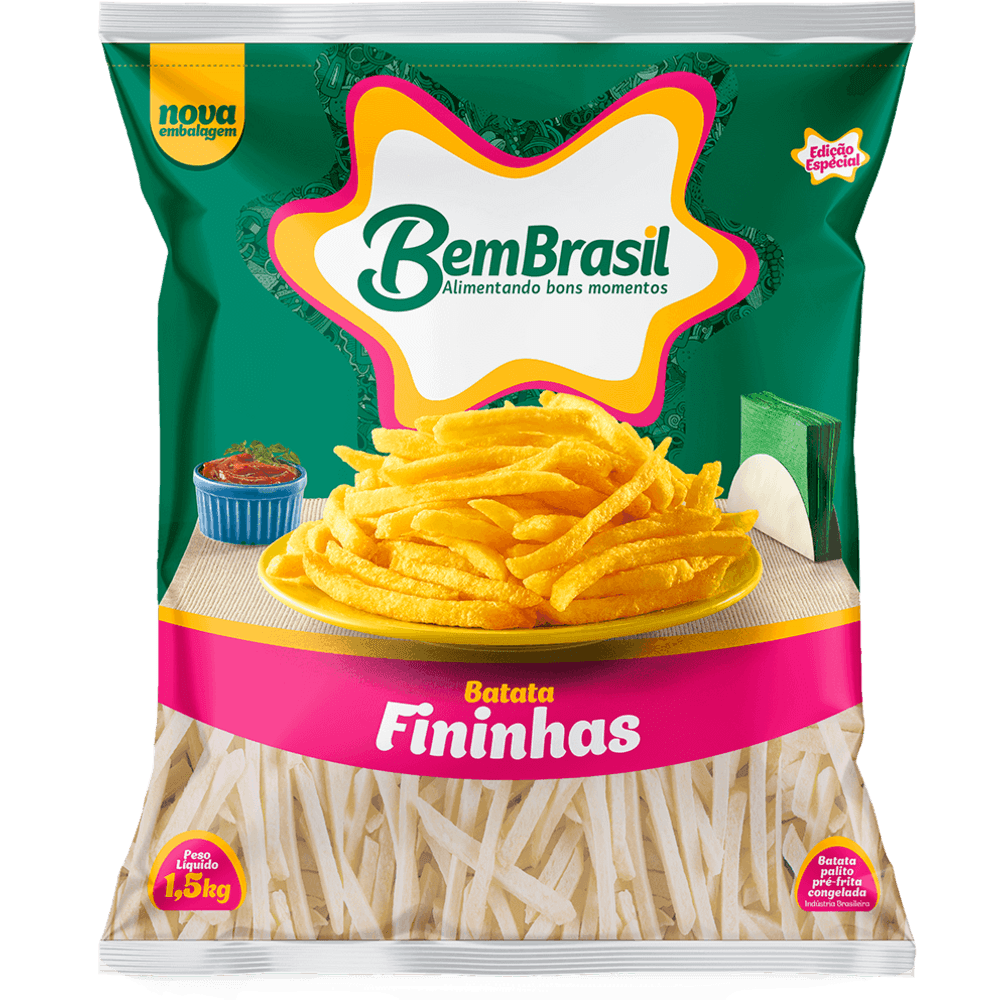 Batata Pré-Frita Palito Fininha Congelada Bem Brasil Pacote 1,5kg ...
