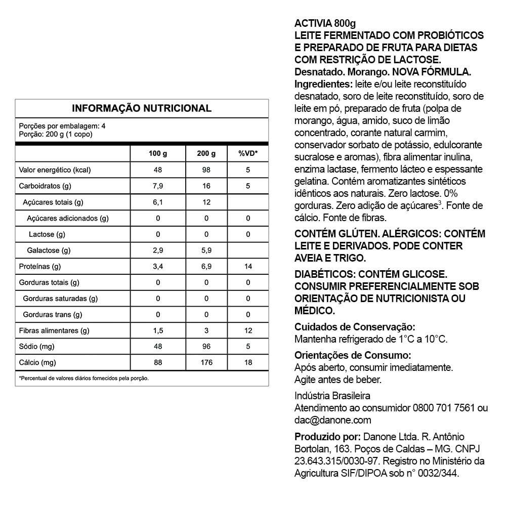Activia Zero Líquido Morango 800g - Apoio Entrega V2