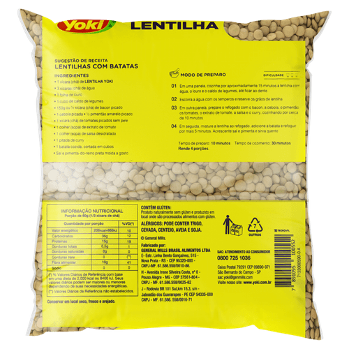 Lentilha Yoki Pacote 500 g - Apoio Entrega V2