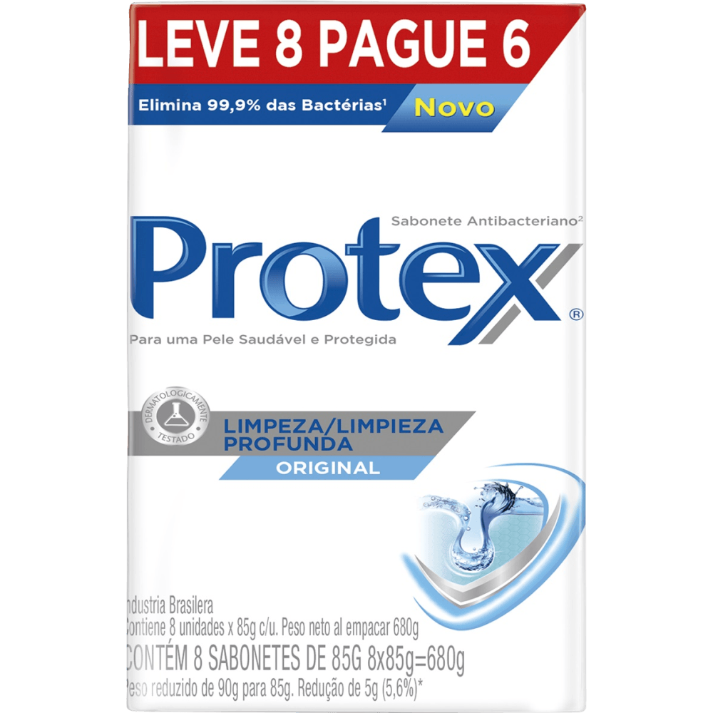 Sabonete em Barra Antibacteriano Original Protex Limpeza Profunda Envoltório 680g Leve 8 Pague 6 ...