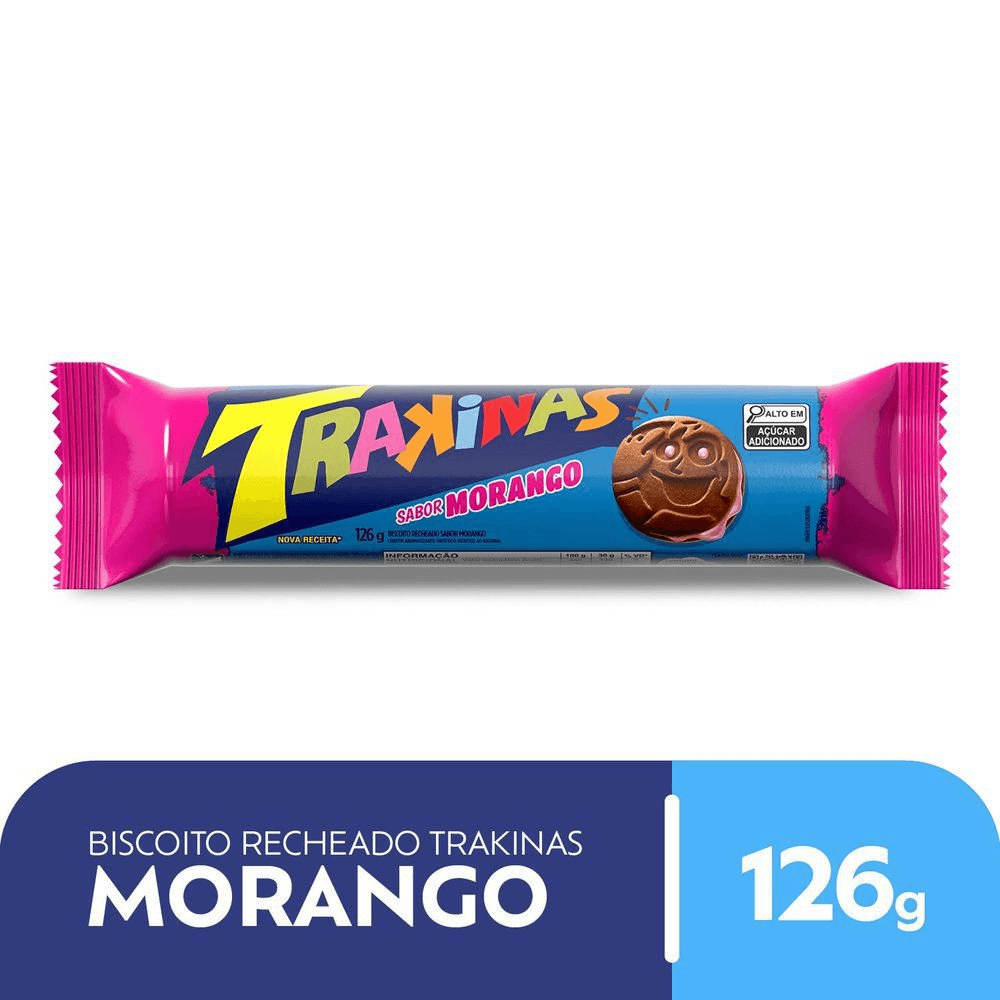 Biscoito recheado Trakinas morango 126g - Apoio Entrega V2